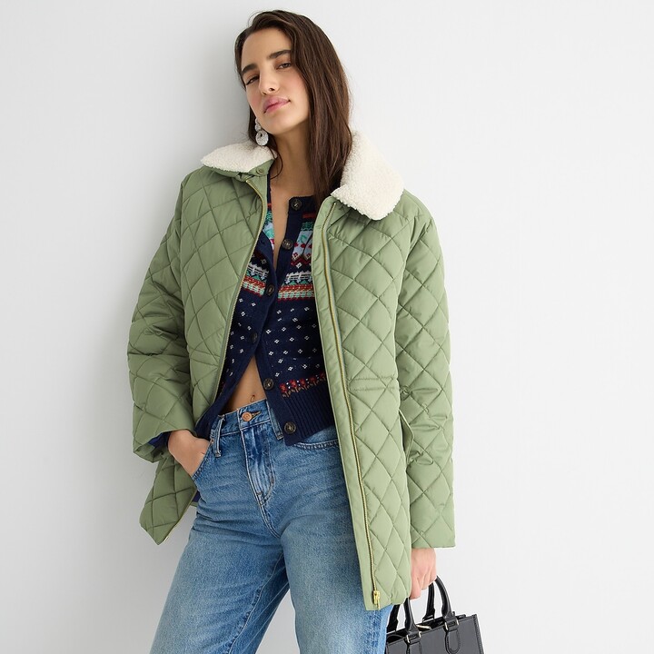J.Crew Quilted sherpa-lined puffer jacket - ShopStyle