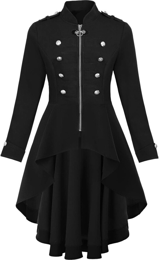 Generic Steampunk Jacket for Women Tailcoat Military Blazer Buttons ...