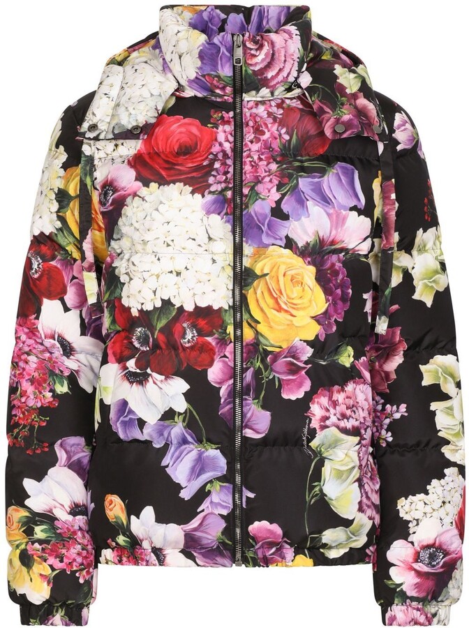 Dolce & Gabbana Floral-Print Down Jacket - ShopStyle
