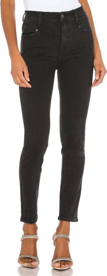 Paige Margot Angled Yoke Ankle Skinny Jean In Midnight Star - ShopStyle