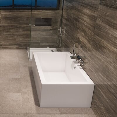 Malibu Home 72" x 42" Freestanding Soaking Solid Surface Bathtub ...