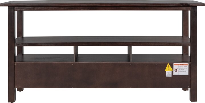 Rustic Solid Console Table Double-Storey Tabletop with Three Drawers ...