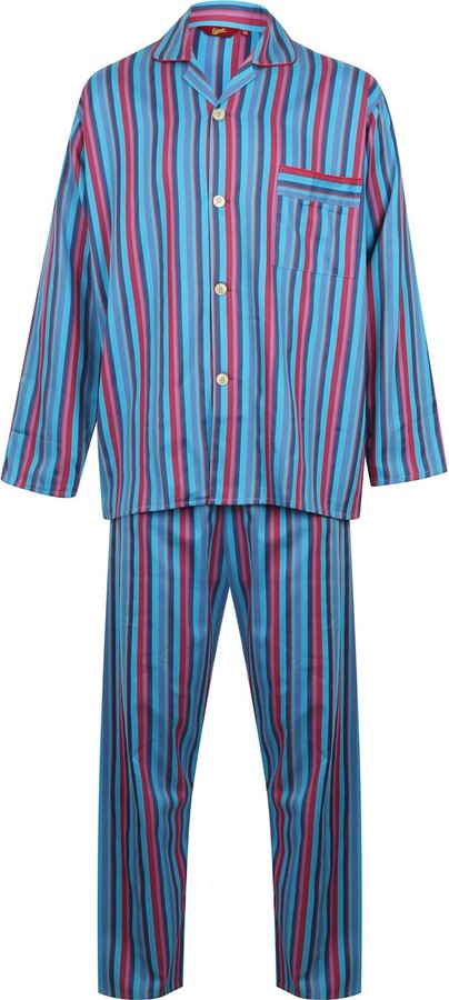 Somax Men's Turquoise Blue Striped Pyjamas - ShopStyle