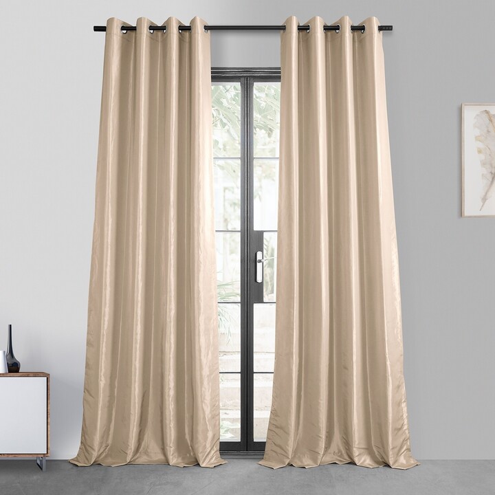 Exclusive Fabrics Blackout Faux Silk Taffeta 120-inch Curtain ...