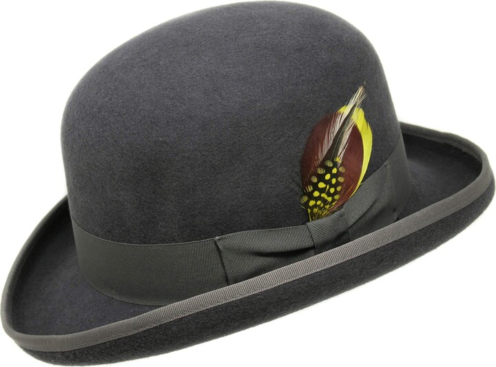 Borges & Scott Premium Orwell - Bowler Hat - 100% Wool Felt - Grey 60cm ...