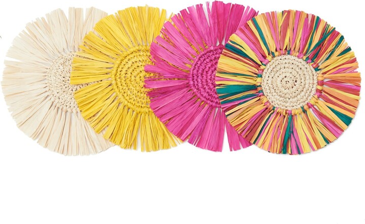 Kubo Pahiyas Woven Raffia Fringe Coasters, Multi Rainbow - ShopStyle