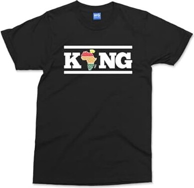 Mog Print Africa King T-Shirt - Black - L - African Map Design Mens T ...