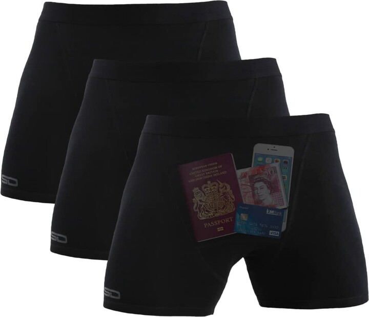 Smuggling Duds Men's Stash Boxer Brief Shorts - Pickpocket Proof Travel ...