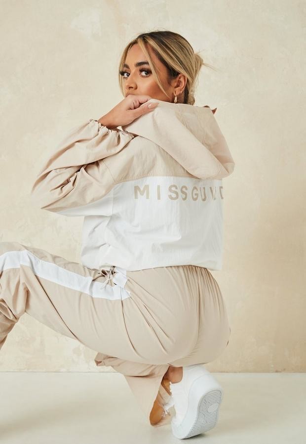 Missguided Stone Co Ord Color Block Shell Suit Jacket - ShopStyle