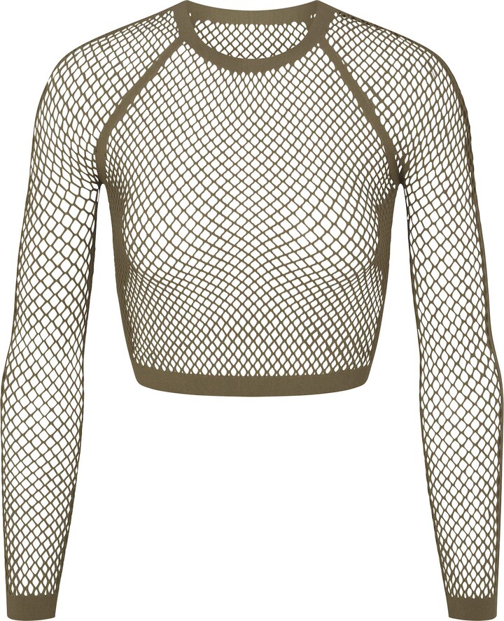 WARP KNIT COVER UPS Warp Knit Cover Up Long Sleeve Cropped Top | Army ...