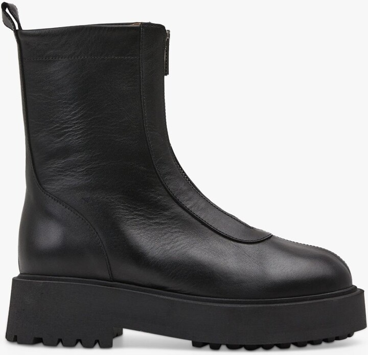 Flattered Alma Leather Front Zip Ankle Boots - ShopStyle