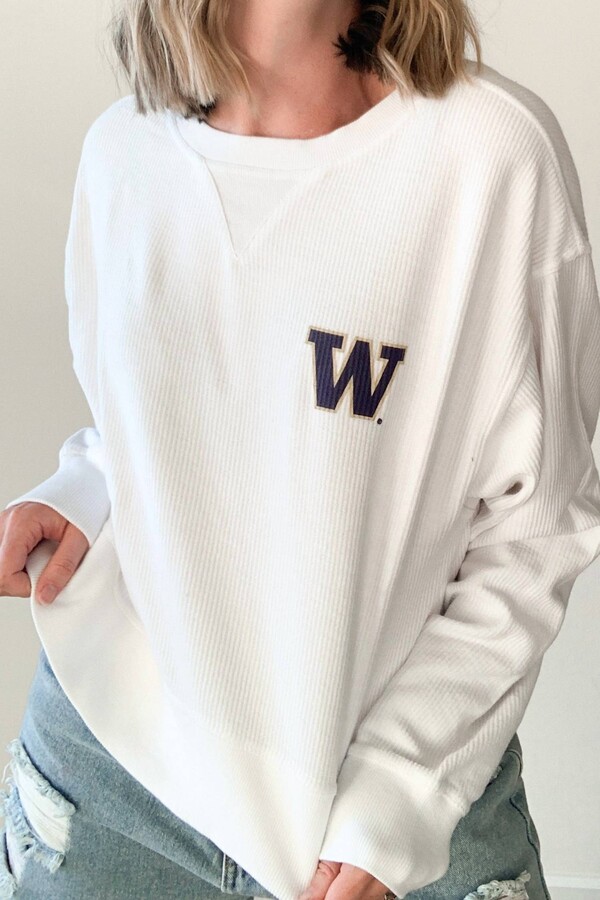Chicka-d Uw Logo Corded Boxy Sweatshirt In White - ShopStyle