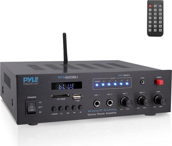 Pyle Bluetooth Public Address Amplifier - Compact Pa Speaker & Microphone Receiver System with ...