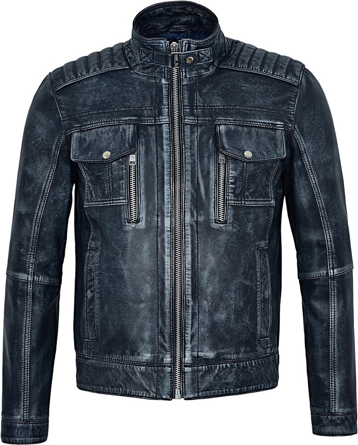 Smart Range Leather Vin Diesel Men's 1802 Vintage Navy Blue Racing ...