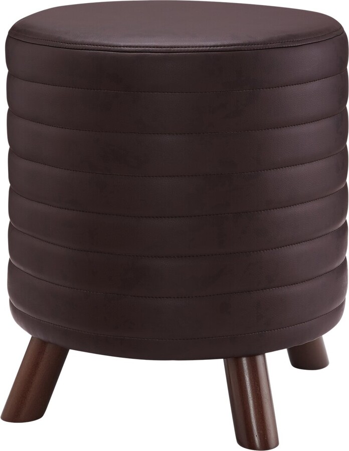 Linon Furniture Linon Rivard Round Faux Leather Walnut Stool - ShopStyle
