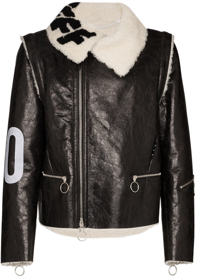 Off-White Target Shearling Jacket - ShopStyle