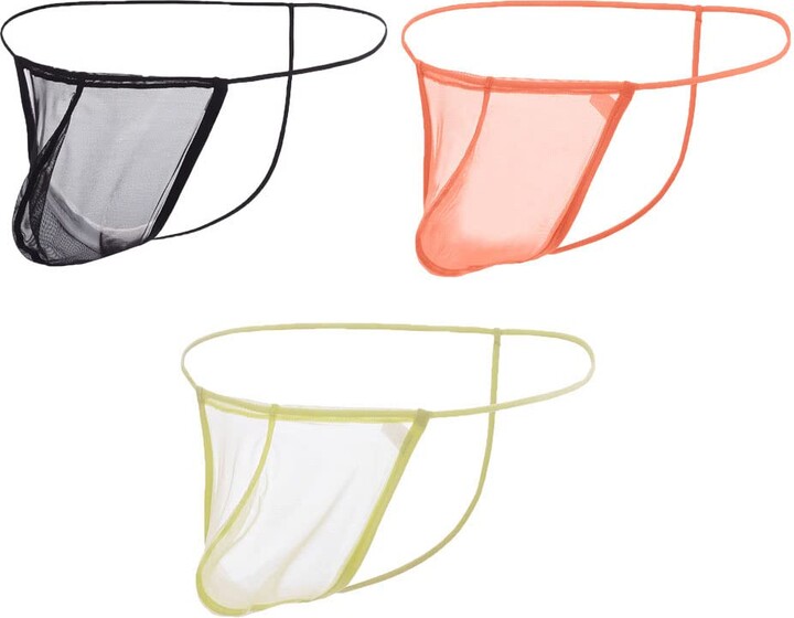 YAHWULAI Mens Sexy See Through Sheer Thongs G-String Big Ball Pouch ...