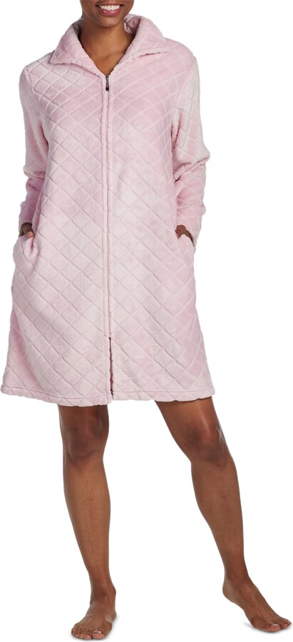 Miss Elaine Women's Long-Sleeve Zip-Up Knit Robe - ShopStyle