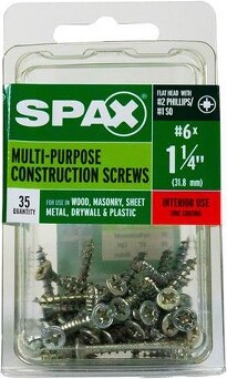 SPAX Multi-Material No. 6 Label X 1-1/4 in. L Unidrive Flat Head Construction Screws 35 pk ...