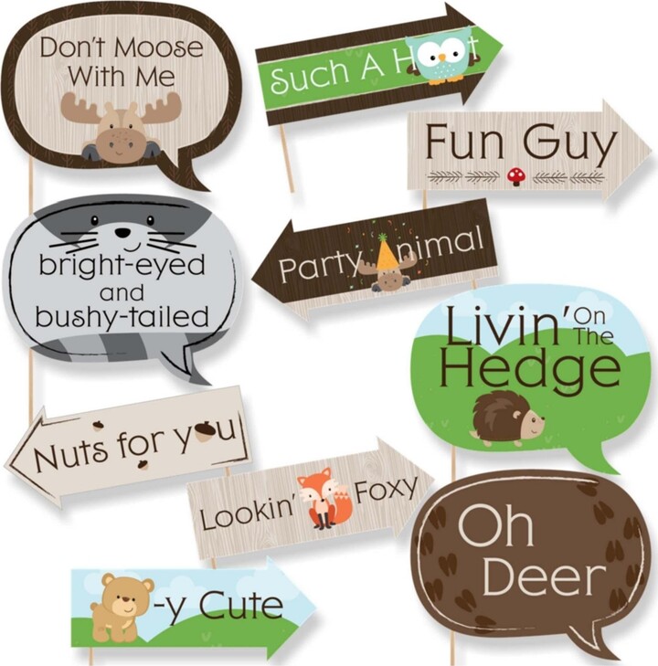 Big Dot Of Happiness Funny Woodland Creatures - Party Photo Booth Props ...