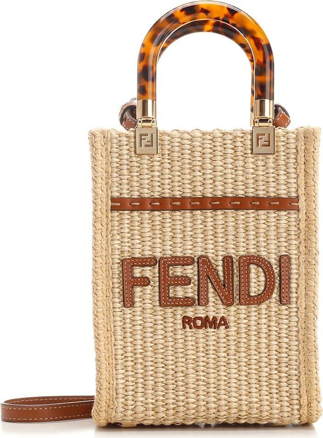 Fendi Mini sunshine Raffia Tote Bag - ShopStyle