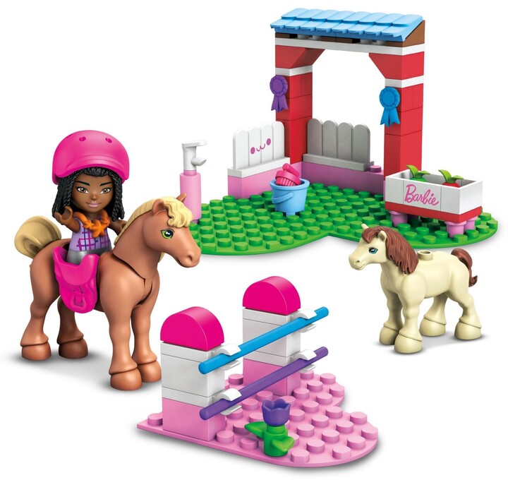 Mega Construx Barbie Pets Horse Jumping Building Playset with Pony, and ...