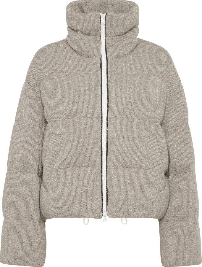 Brunello Cucinelli Cashmere English rib knit down jacket with shiny ...