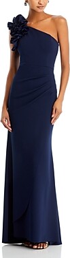 Aqua One Shoulder Ruffle Crepe Gown - 100% Exclusive - ShopStyle ...