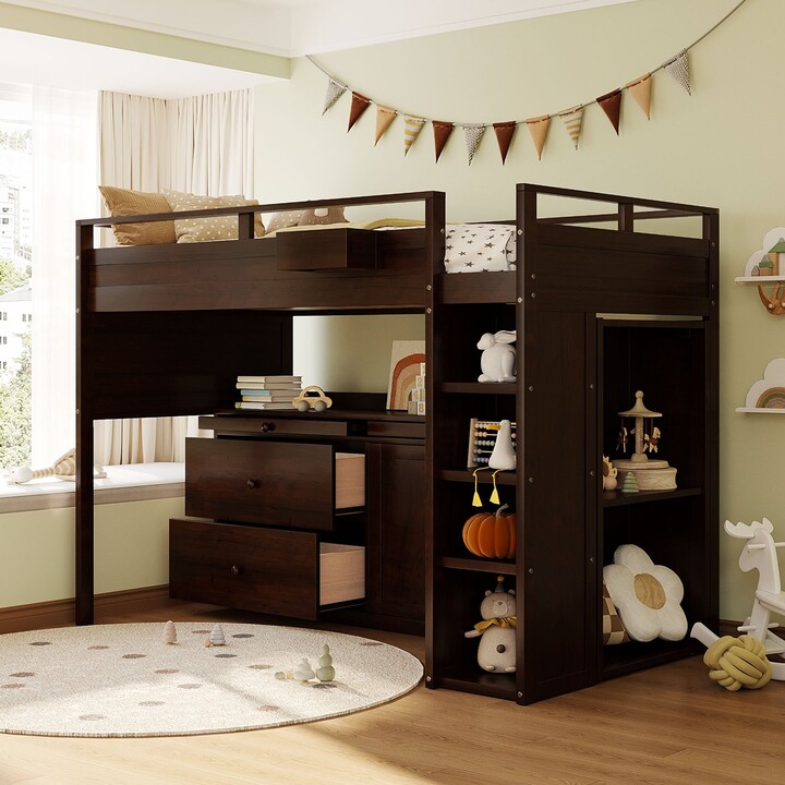 Loft Bed with Rolling Cabinet and Desk - ShopStyle