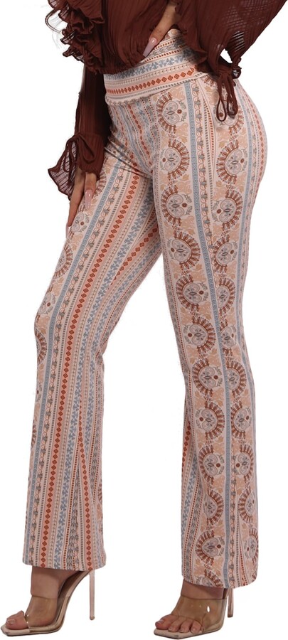 ShoSho Womens Flare Palazzo Pants Casual Boho Bell Bottoms Wide Leg ...