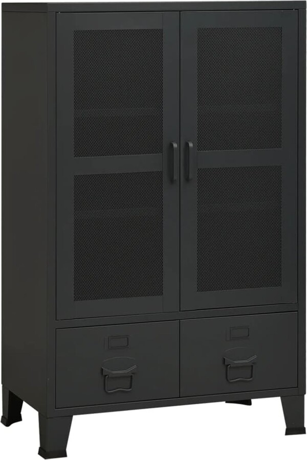 TONWIN Black Metal Sideboard Industrial Garage Storage File Cabinet ...