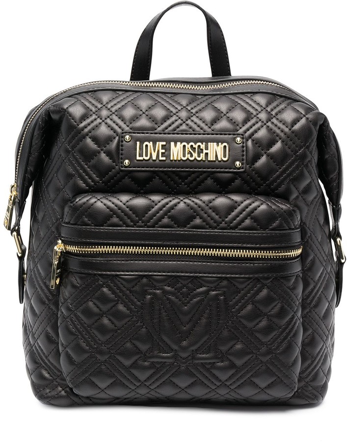 Love Moschino Logo-Plaque Quilted Backpack - ShopStyle