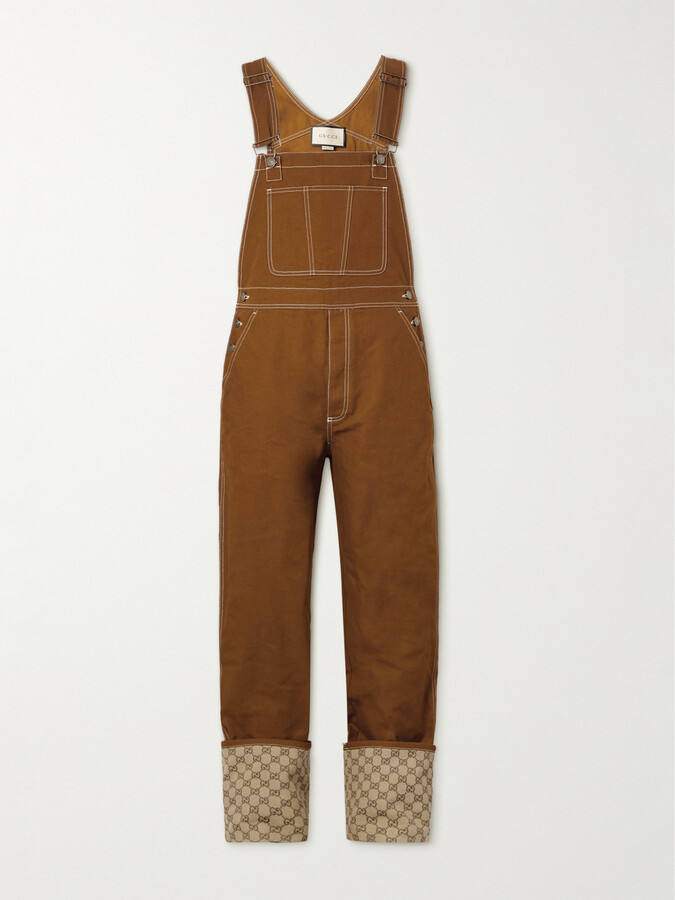 Gucci Slim-Fit Logo-Jacquard Cotton-Blend and Denim Overalls - ShopStyle