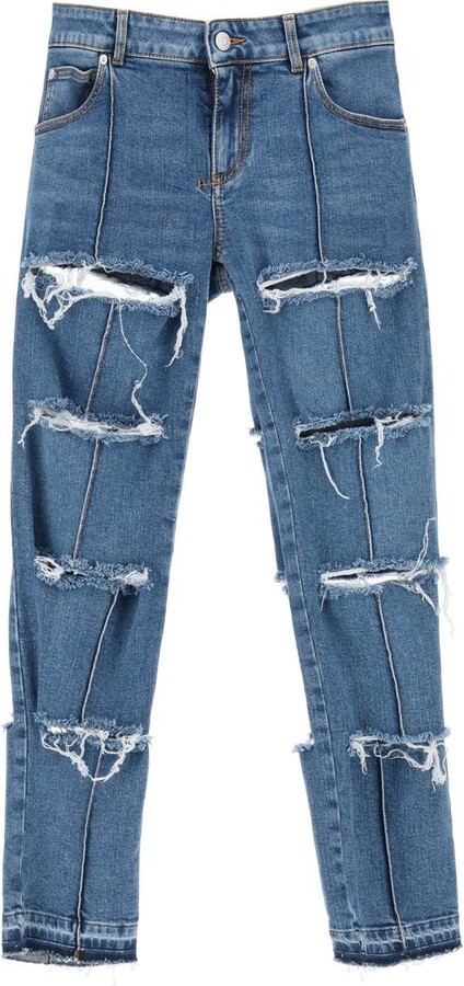Alexander McQueen slim fit slashed jeans - ShopStyle