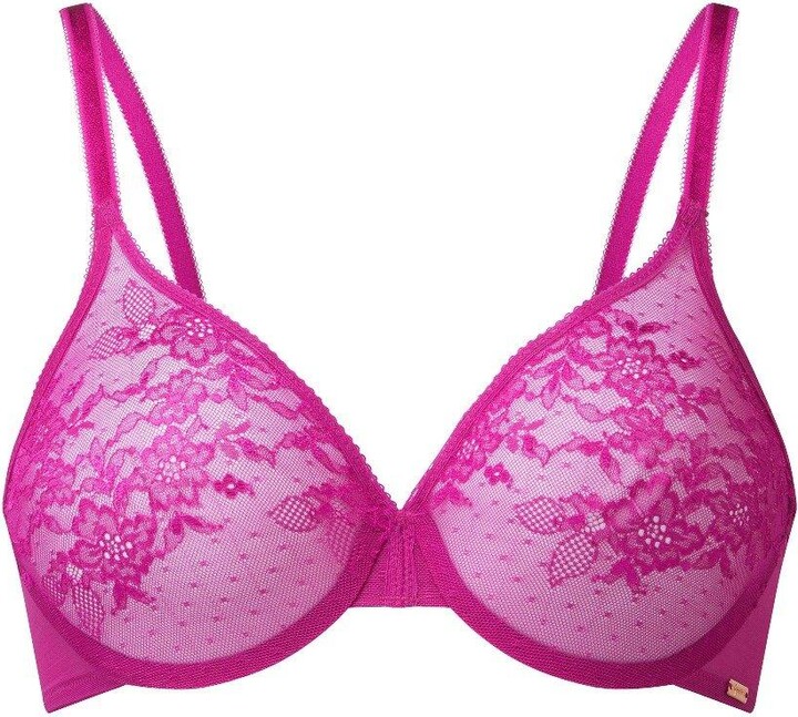 Gossard Glossies Lace Sheer Moulded Bra - Fuchsia - Pink - ShopStyle