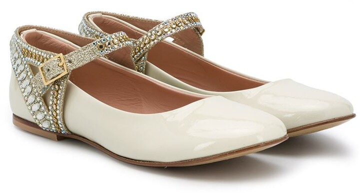 Mischka Aoki Kids Embellished Strap Ballerina Pumps - ShopStyle Girls ...