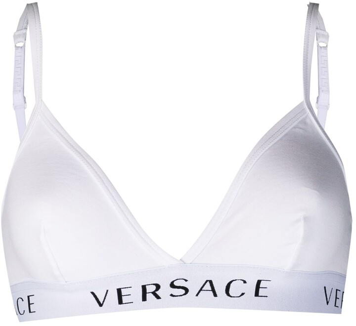 Versace Logo-band soft triangle bra - ShopStyle