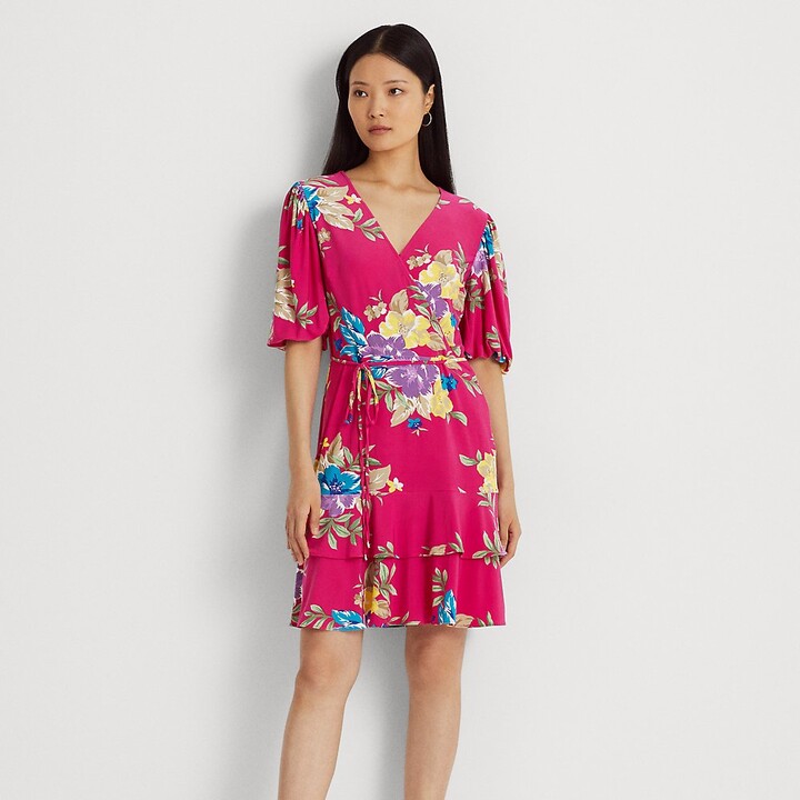 Lauren Petite Ralph Lauren Floral Stretch Jersey Dress - ShopStyle