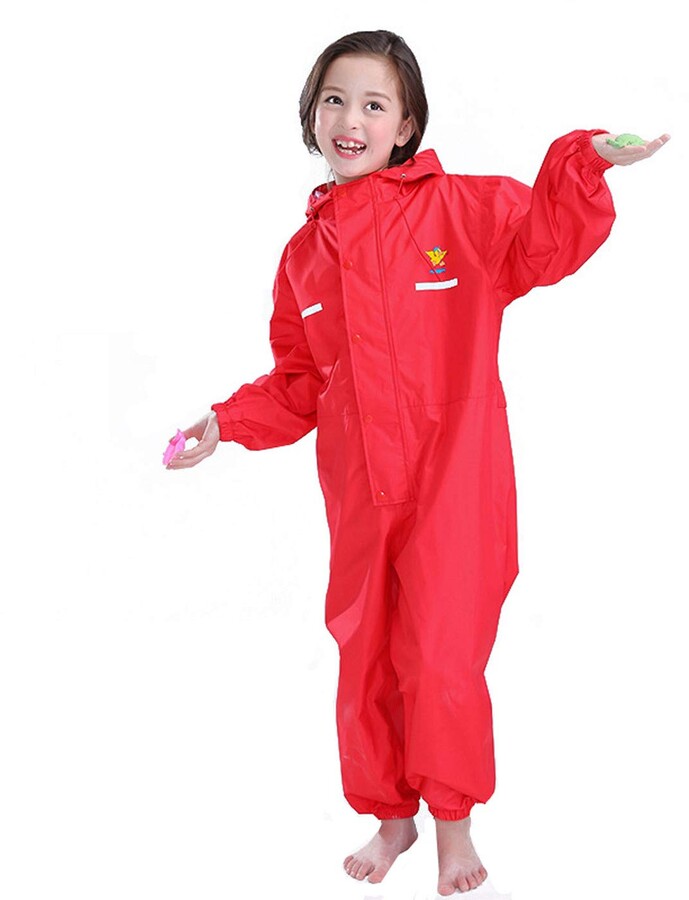 TURMIN Girls Boys Puddle Suit Baby Hooded Rainsuit Rainwear Waterproof Suit Raincoat All in One ...