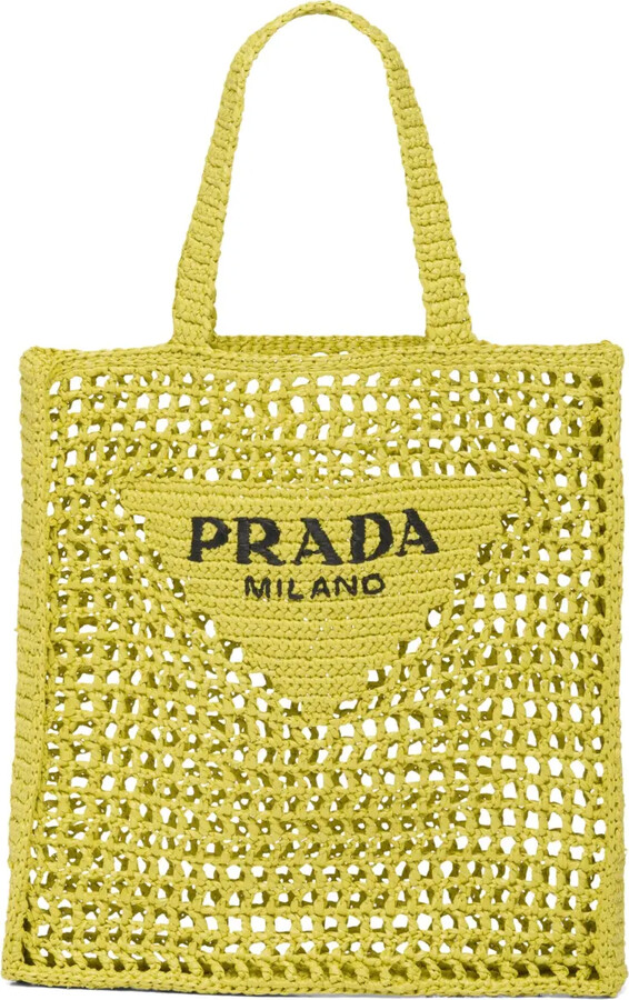 Prada Logo-Embroidered Raffia Tote Bag - ShopStyle