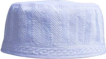 TheKufi Beautiful White Embroidered Cotton Kufi Muslim Kufi Takke Peci ...