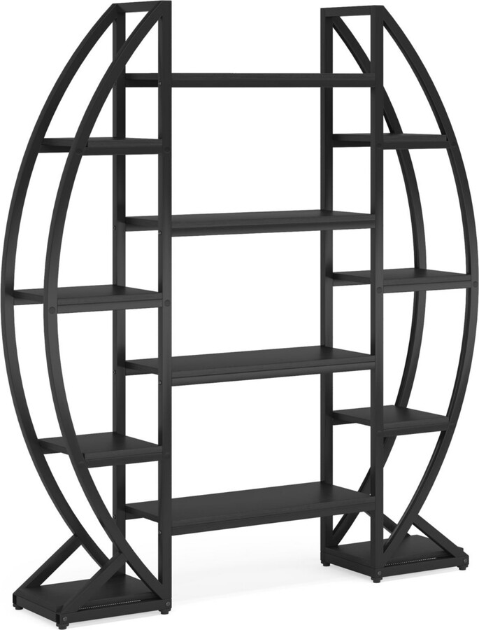 Tribesigns Oval Bookshelf, Triple Wide 5 Tiers Etagere Bookcases ...