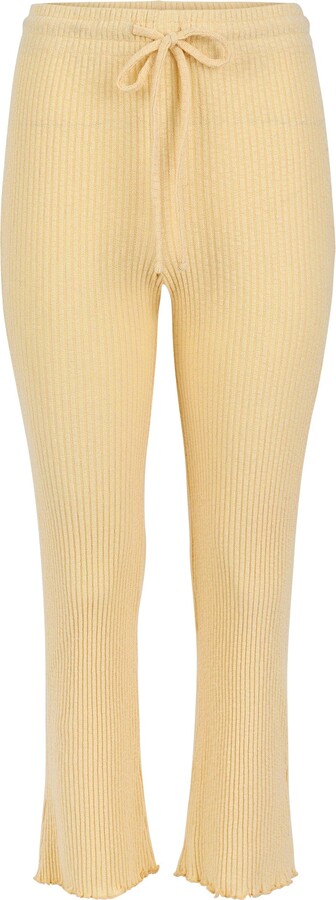 LEZAT - Fiona Organic Cotton Waffle Thermal Pant - Canary - ShopStyle