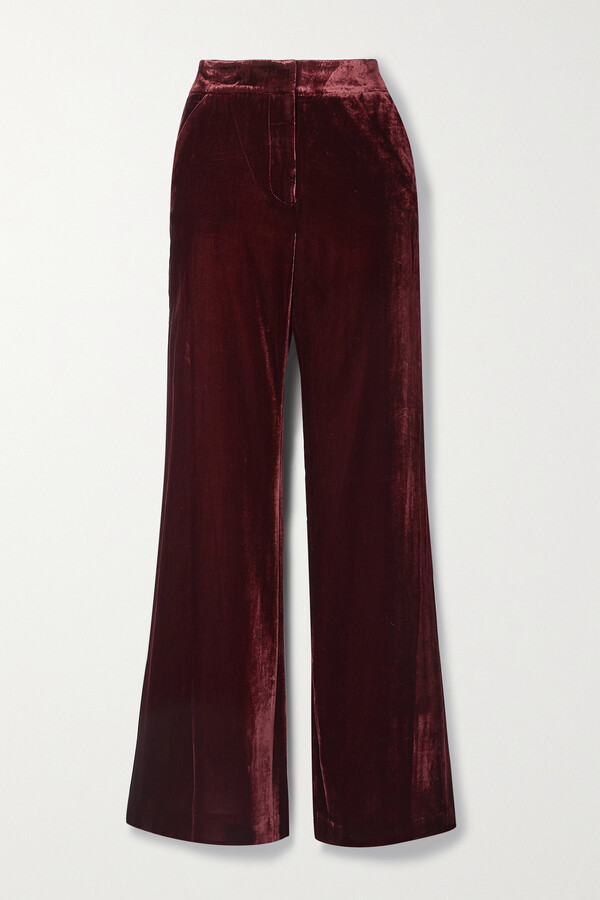 Veronica Beard Lebone Velvet Flared Pants - US0 - ShopStyle