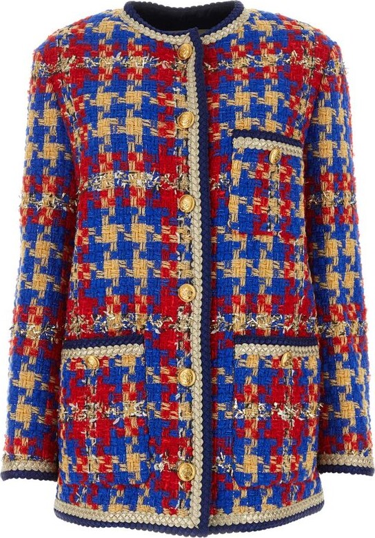 Gucci Checked Single Breasted Tweed Jacket - ShopStyle