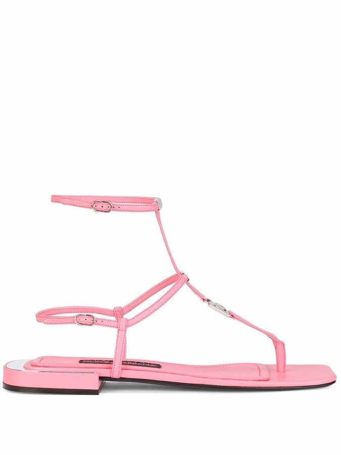 Dolce & Gabbana logo gladiator sandals - ShopStyle