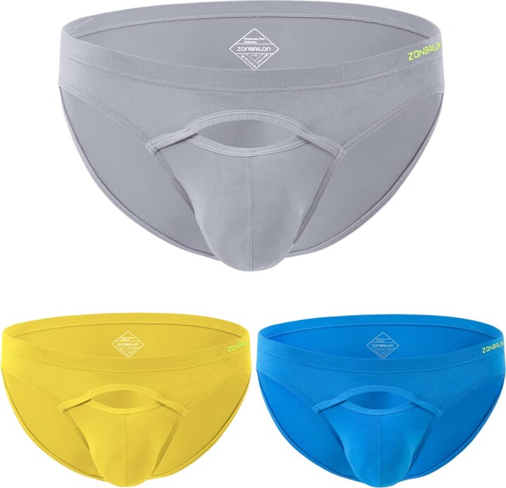 ZONBAILON Mens Front Opening Fly Access Briefs Low Rise Bulge Enhancing ...