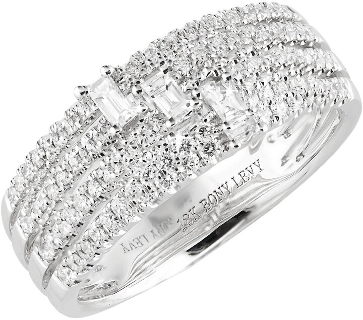 Bony Levy Gatsby Staggered Baguette Diamond Wide Band Ring - ShopStyle