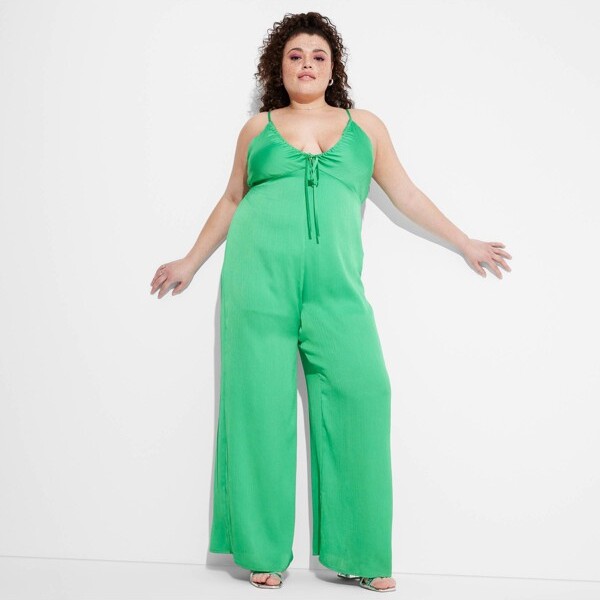 Wild Fable Women' Satin Wide Leg Jumpuit Jade 1X - ShopStyle Jumpsuits ...