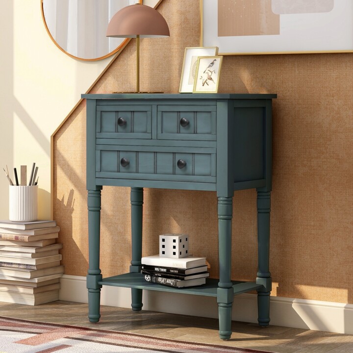 Simplie Fun Narrow Console Table, Slim Sofa Table with Three Storage ...